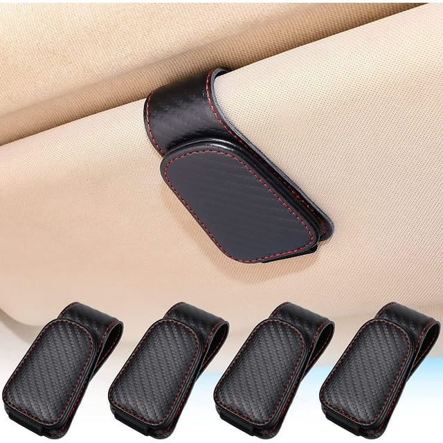 4 Pcs Sunglass Holder For Car Visor Magnetic Pu Leather Eyeglass Hanger