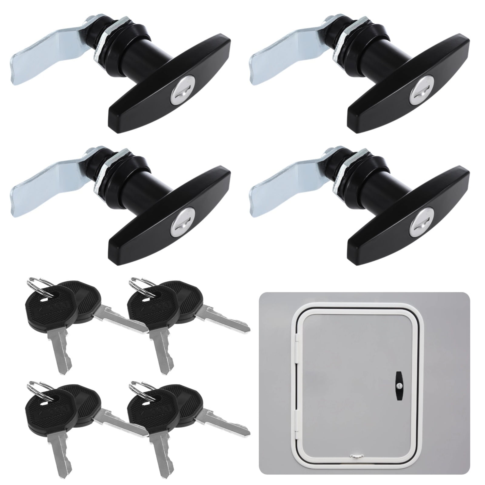 4 Pcs T-Handle Cabinet Locks, RV Truck Storage Drawer Locks with Keys ...