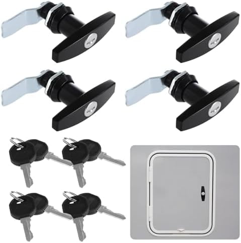 4 Pcs T-Handle Cabinet Locks, RV Truck Storage Drawer Locks with Keys ...