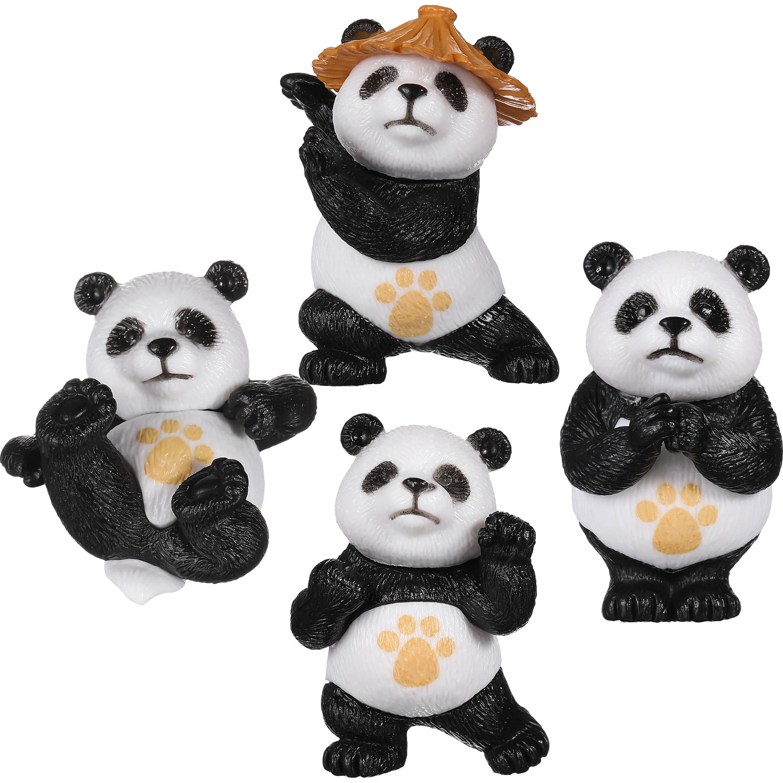 4 Pcs Tabletop Decor Miniature Panda Adornment Fitness Model Ornament ...