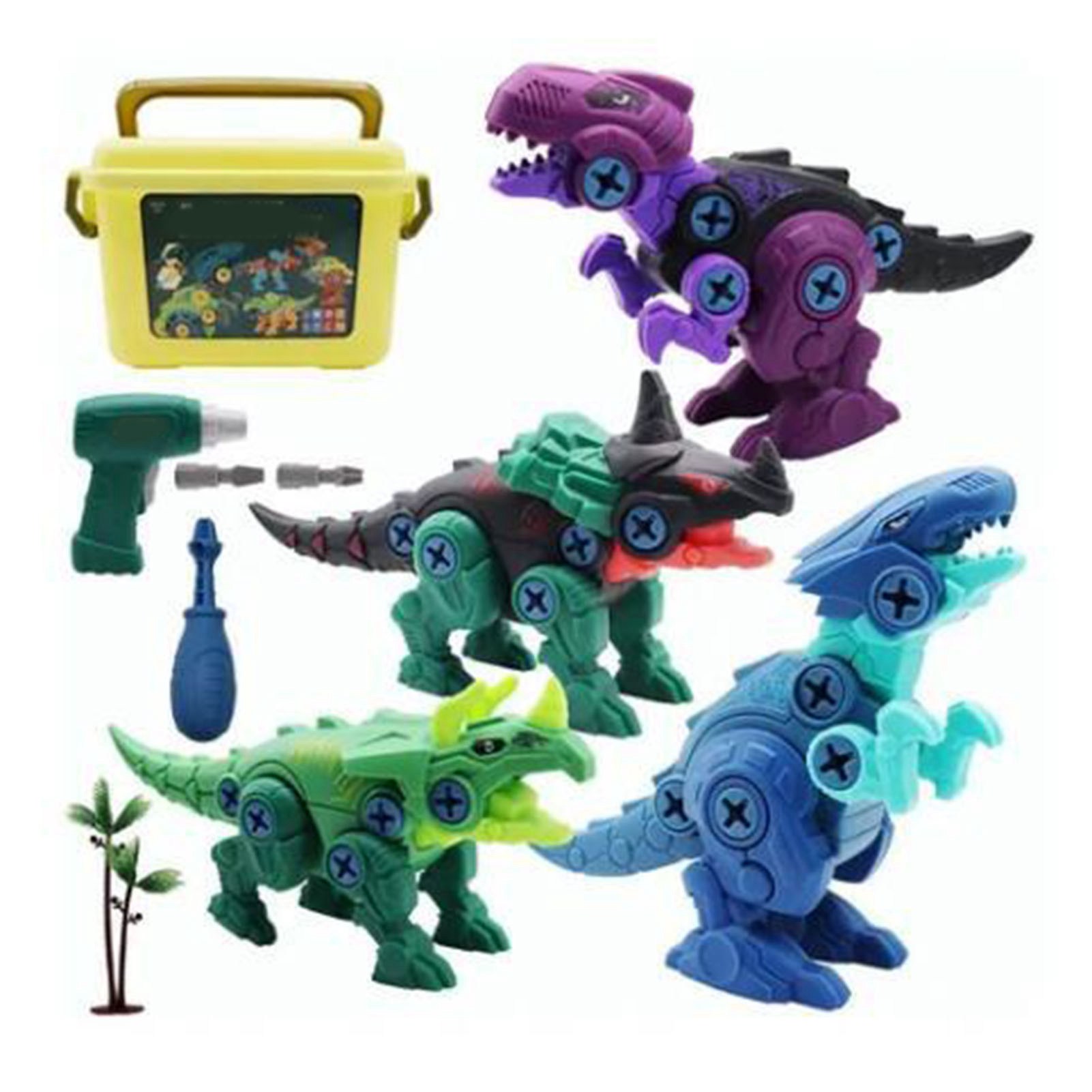 4 Pcs Take Apart Dinosaur Toys Electric Screwing Dinosaur Combination ...