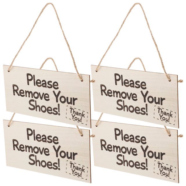 4 Pcs Take Shoes off Signs Wooden Door Sign Please Remove Your Shoes ...