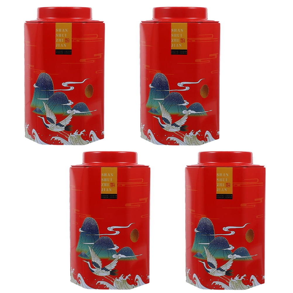 4 Pcs Tea Candy Jar Coffee Container Tinplate Food Canister Empty ...