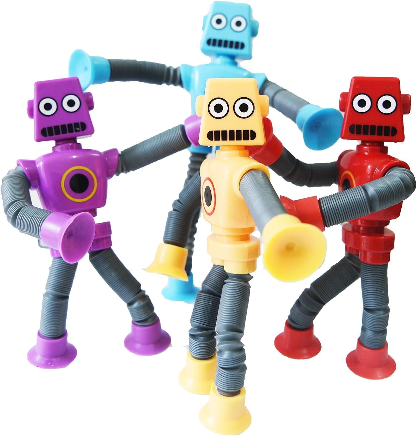 4 Pcs Telescopic Suction Cup Robot Toy, Coolest Pop Tubes Sensory Toys ...