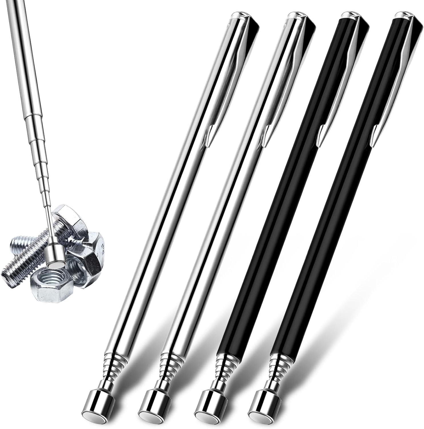 4 Pcs Telescoping Grabbers Pickup Tool Flexible Extension Retrieval ...