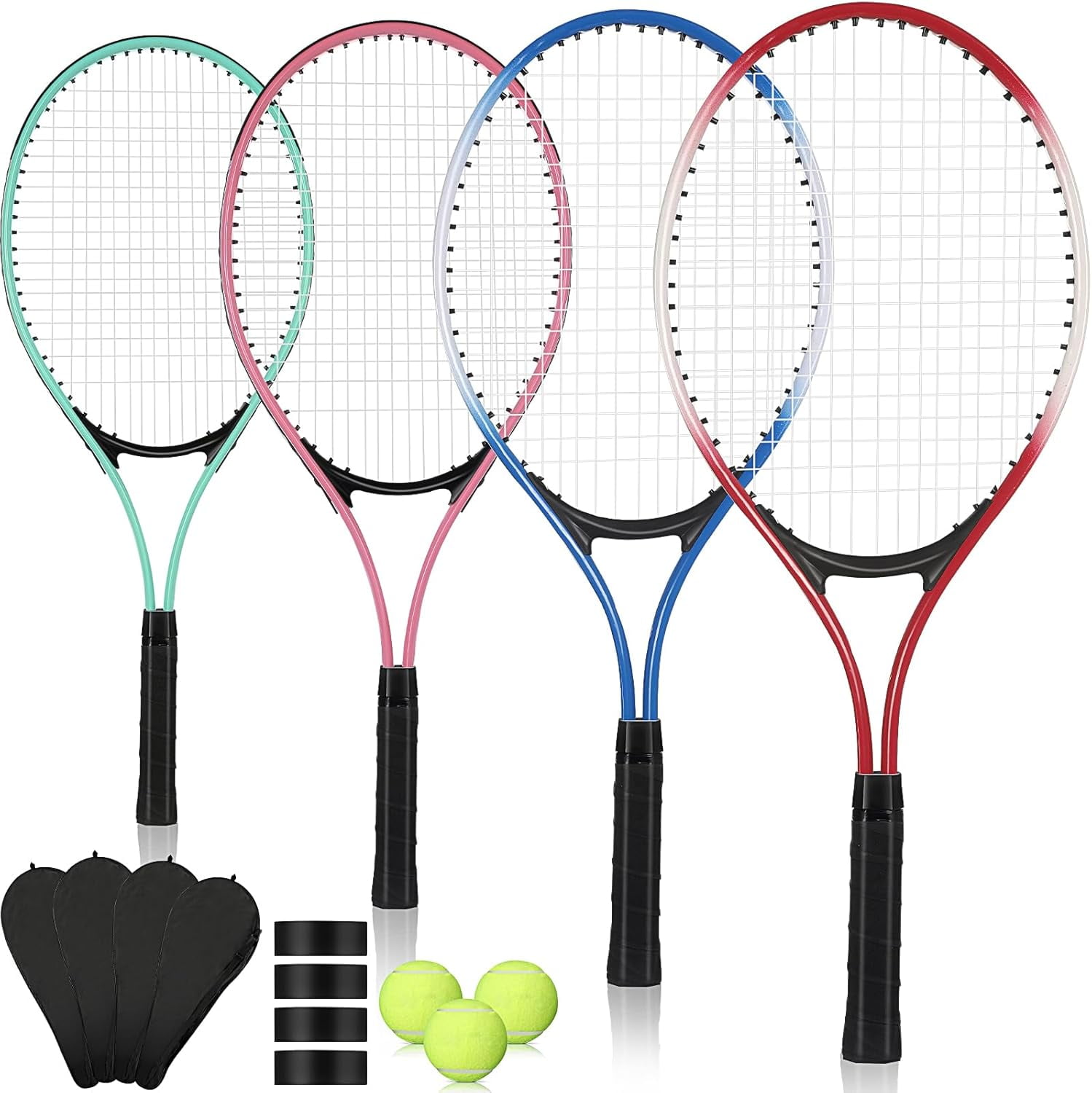 4 Pcs Tennis Rackets for Adult Recreational 4 Players 27" Tennis ...