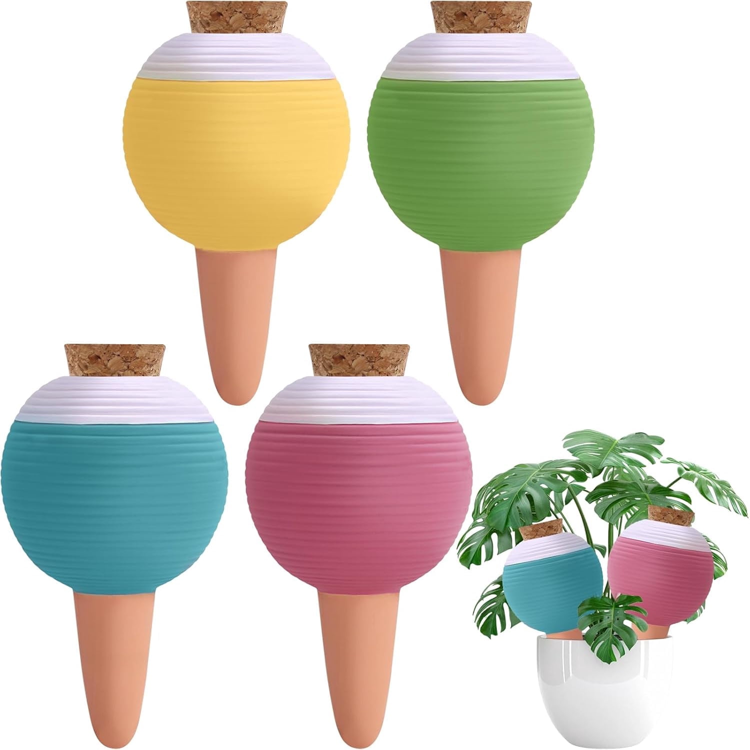 4PCS Plant Watering Globes, Large Terracotta Automatic Watering Stake ...