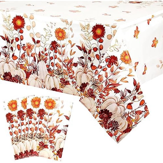 4 Pcs Thanksgiving Tablecloth Fall Plastic Tablecloths Pumpkin Wild ...
