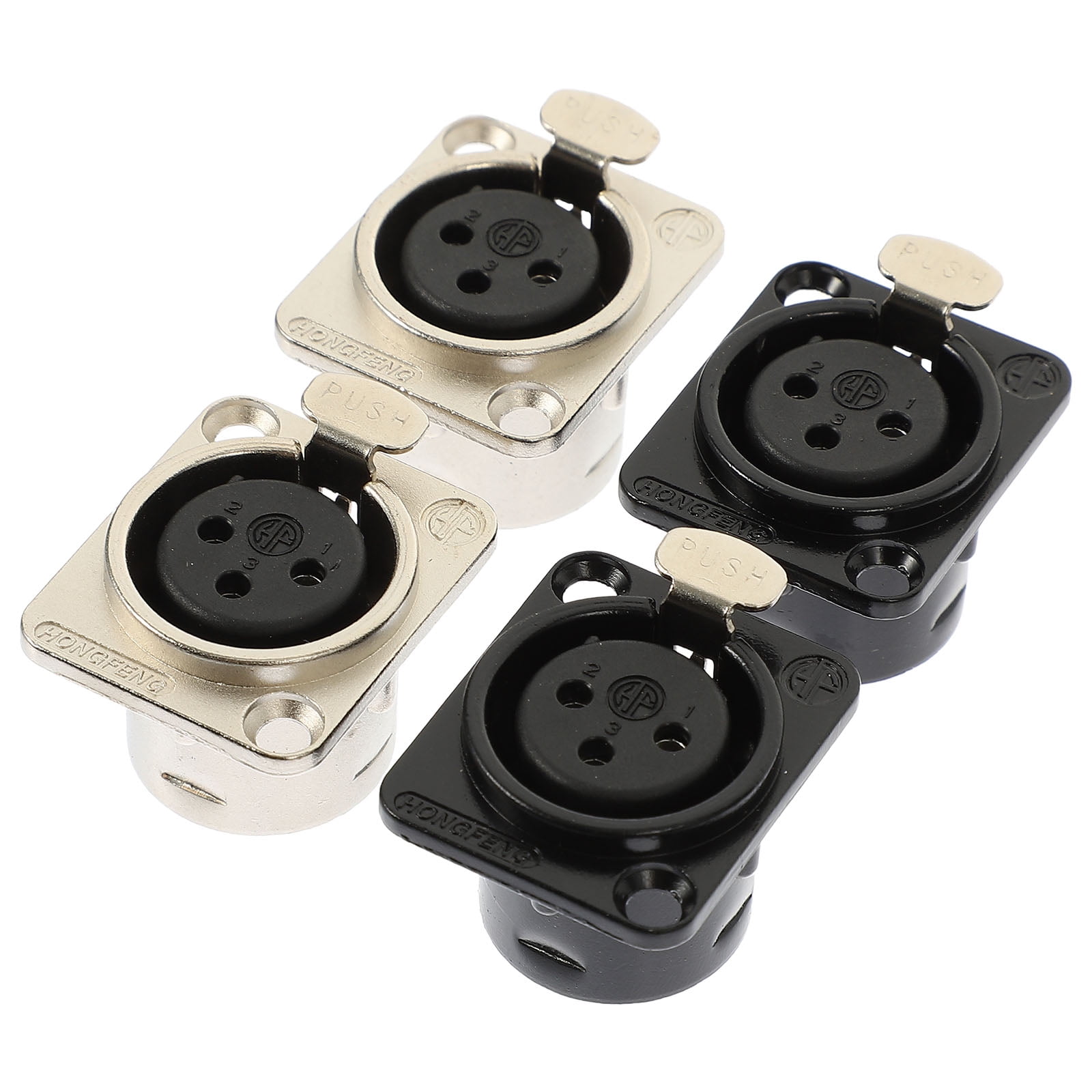 4 Pcs Three-core Socket Panel Mount Mic Adapter Speakers XLR Female ...