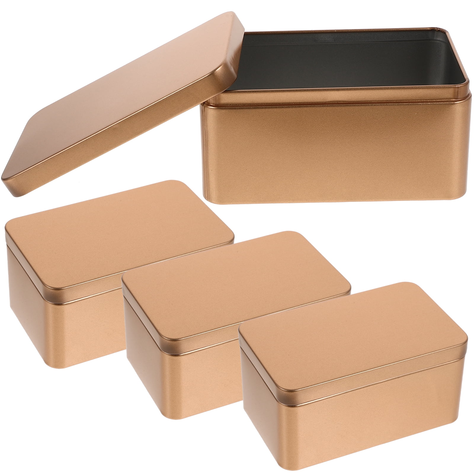 4 Pcs Tinplate Gift Box Cookie Boxes Metal Container with Lid Metal Tea ...