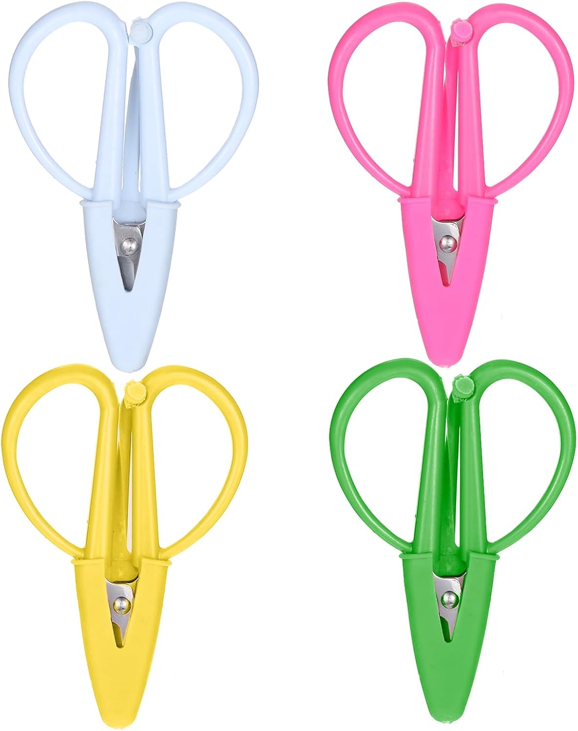 4 Pcs Tiny Small Scissor with Cover Multicolor Travel Scissors Mini Set ...