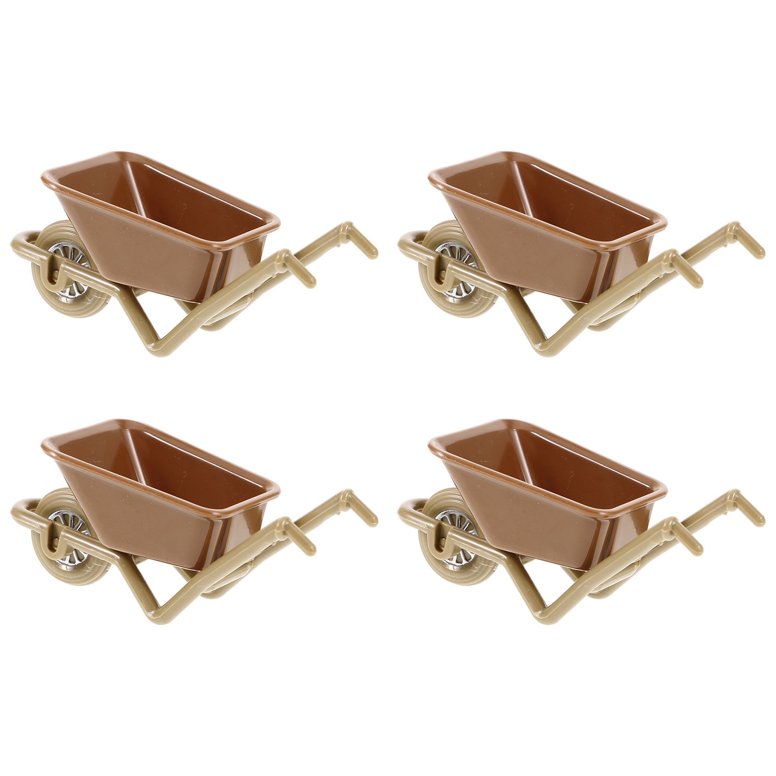 Raindrops Mini Wheelbarrow Model for Mini House Garden Brown Plastic ...