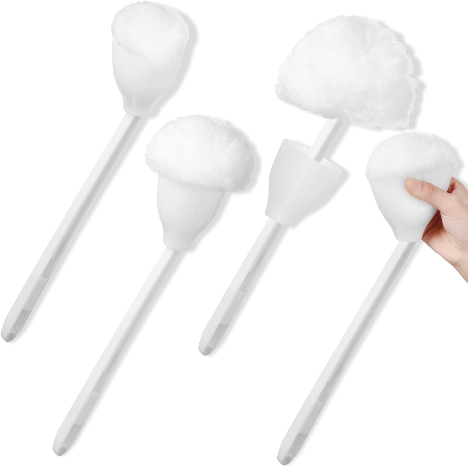 4 Pcs Toilet Brush,Happon White Soft Swab Toilet Mops for Bathroom ...