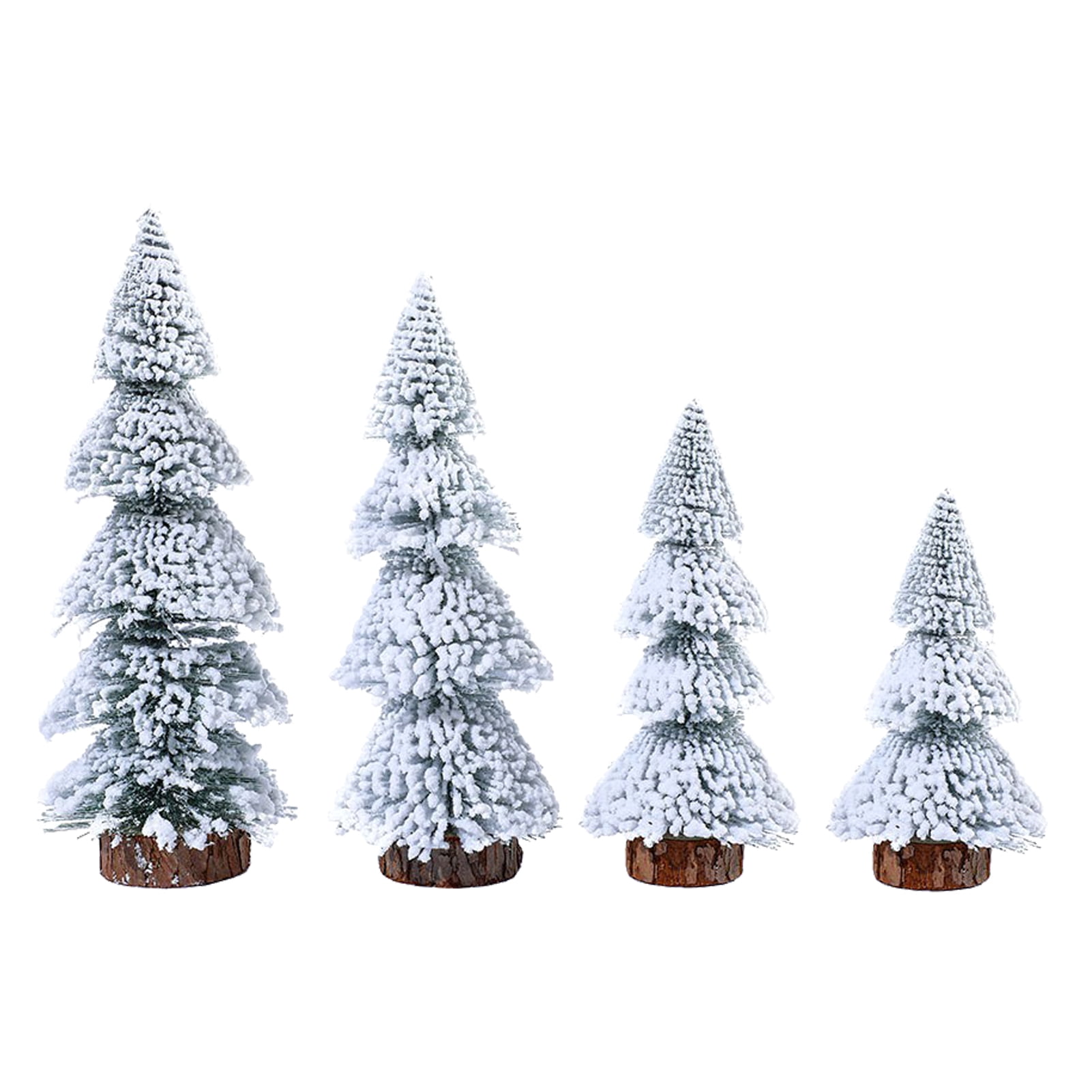 4 Pcs Tower Shaped Flocked Cedar Tree Mini Christmas Cedar Tree Set ...