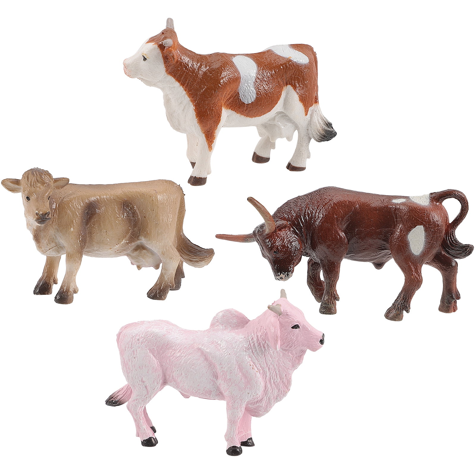 4 Pcs Toy Mini Cow Model Miniature Animal Figurines Toys Child ...