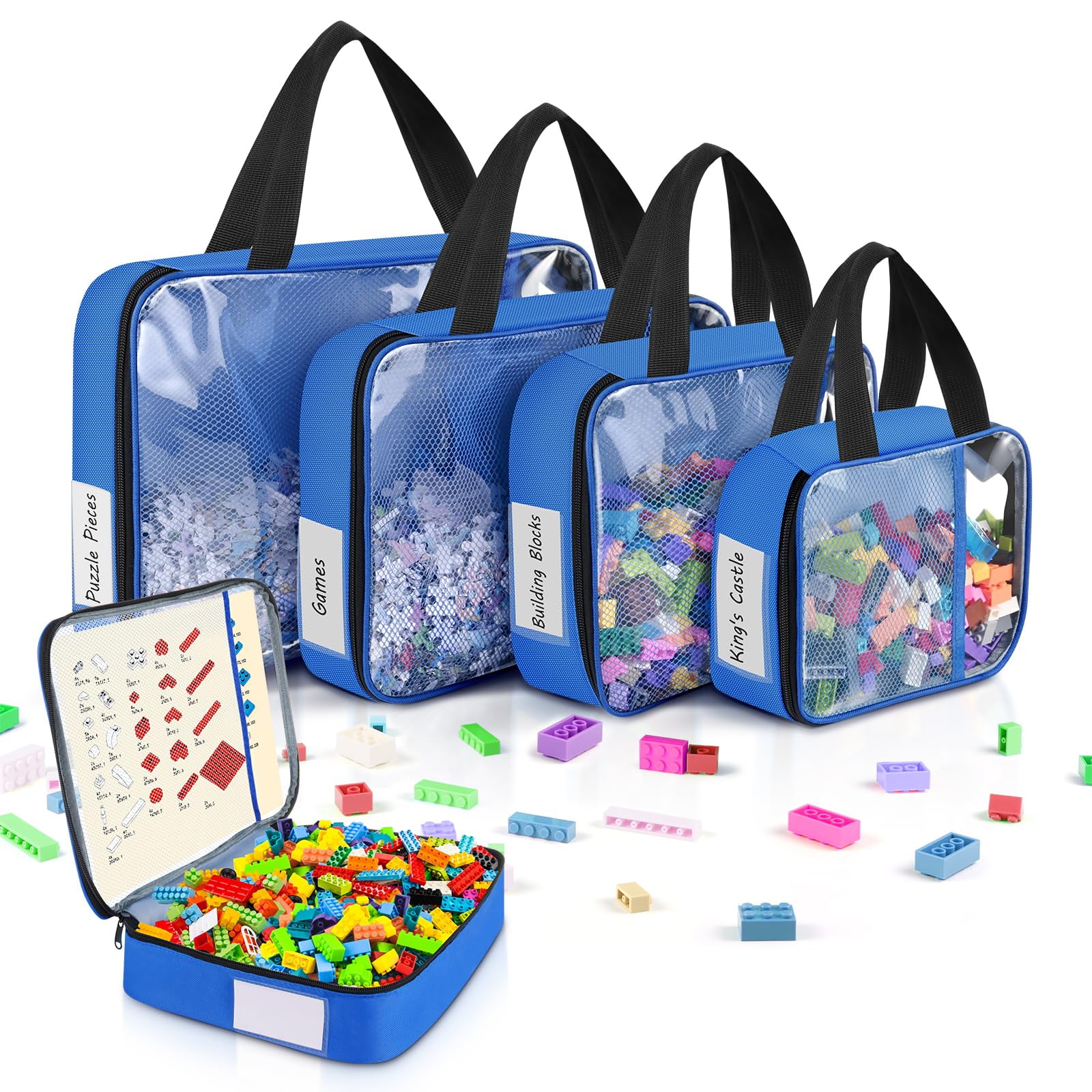 4 Pcs Toy Storage DHF10 Bags with Zipper & Labels, Toy Organizer Bags ...