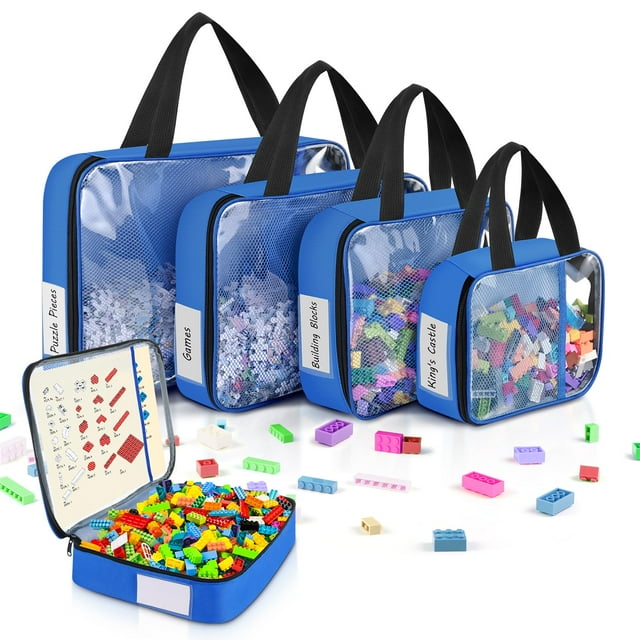 4 Pcs Toy Storage DHF10 Bags with Zipper & Labels, Toy Organizer Bags ...