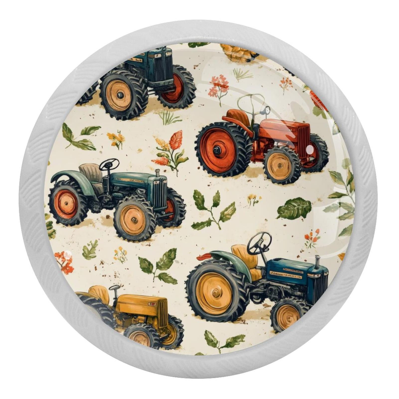 4 Pcs Tractors on Farm Crystal Glass Drawer Knob Pull Handle Ergonomic ...