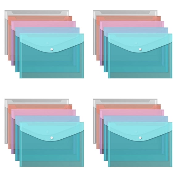 4 Pcs Translucent Envelope File Folders,Plastic Poly Filing Envelopes ...