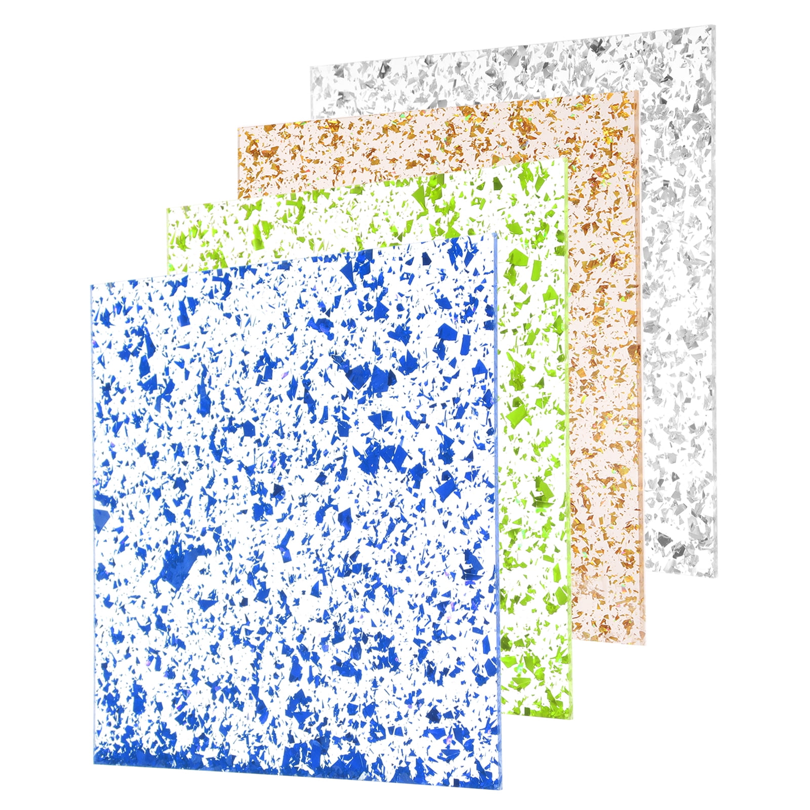 4 Pcs Translucent Glitter Acrylic Sheets 8"x8" Sparkly PMMA Plastic ...