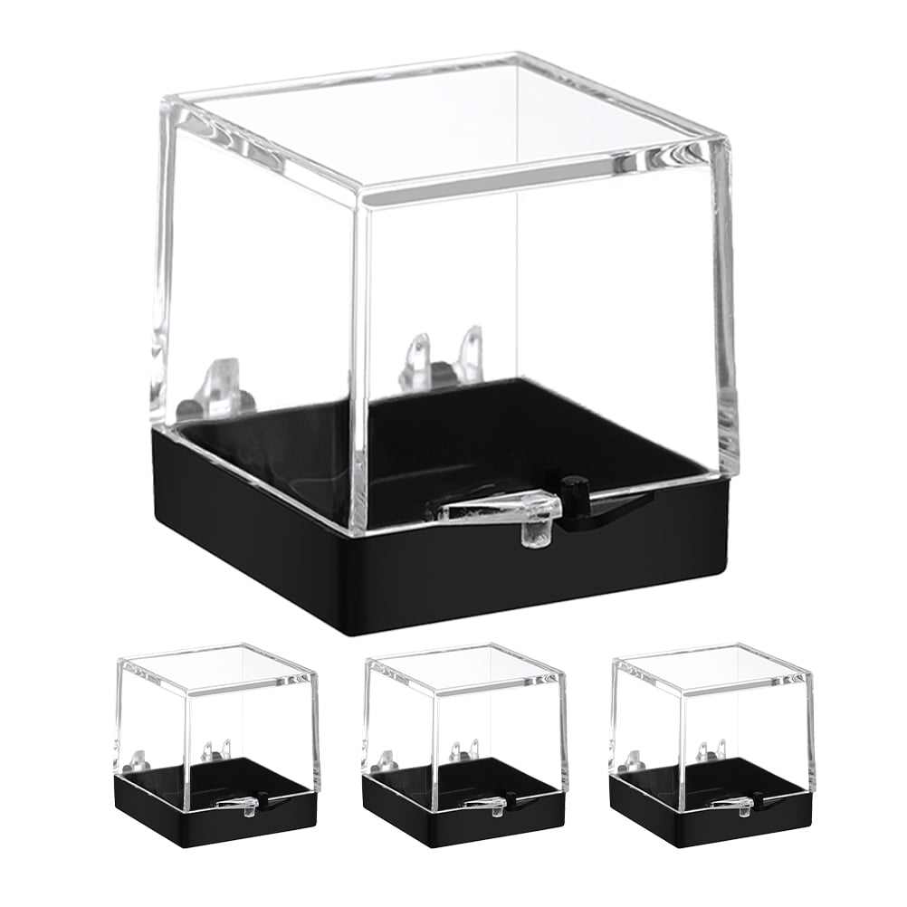 4 Pcs Transparent Boxes Mineral Standard Clear Display Cases Specimen ...