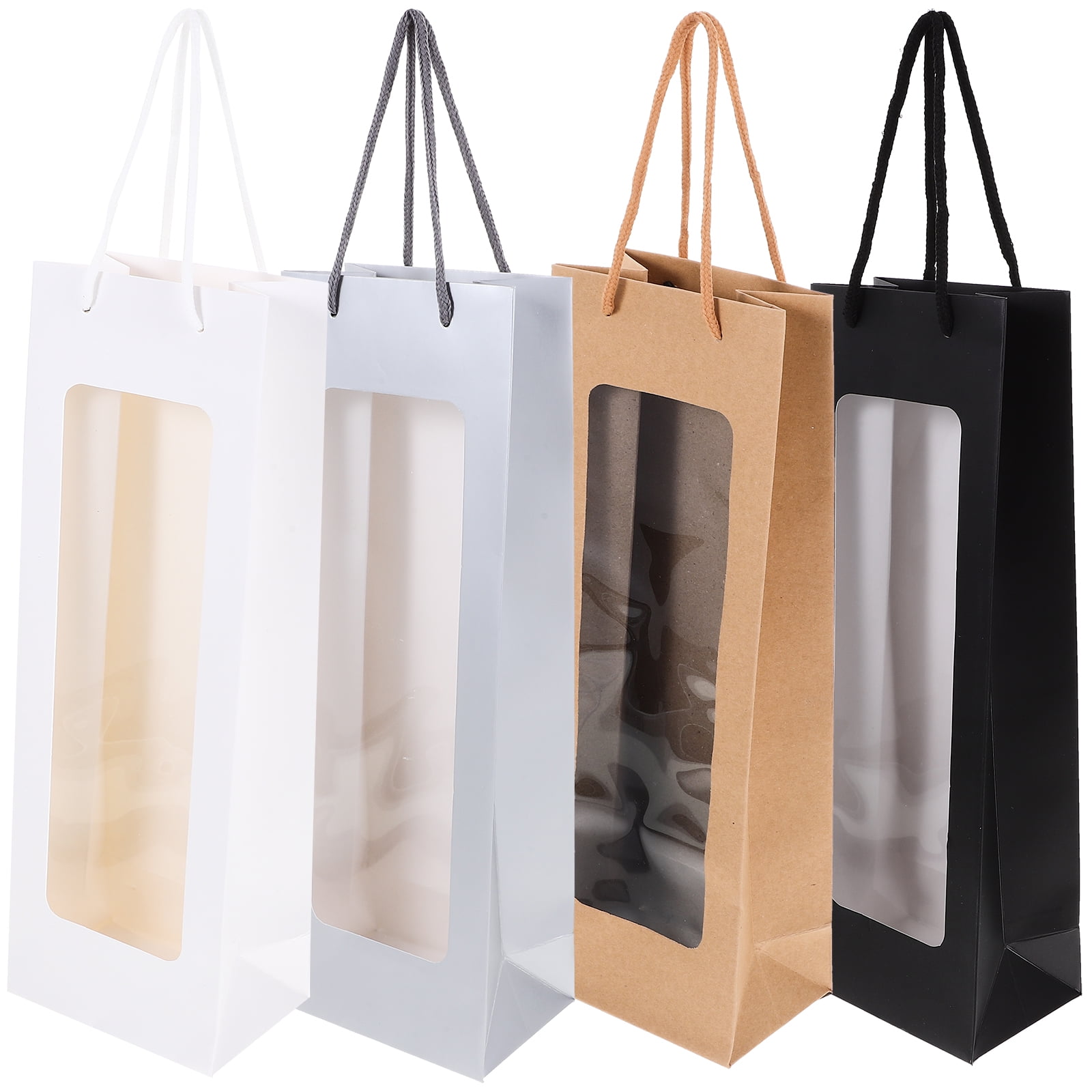 MLINS Assorted Color Paper Wine Gift Bags with Transparent Window and ...