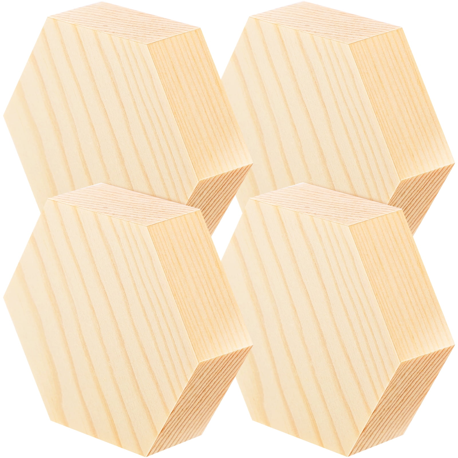 4 Pcs Hexagon Cutouts for Craft Logs Decoration Hexagonal Pine Chips ...