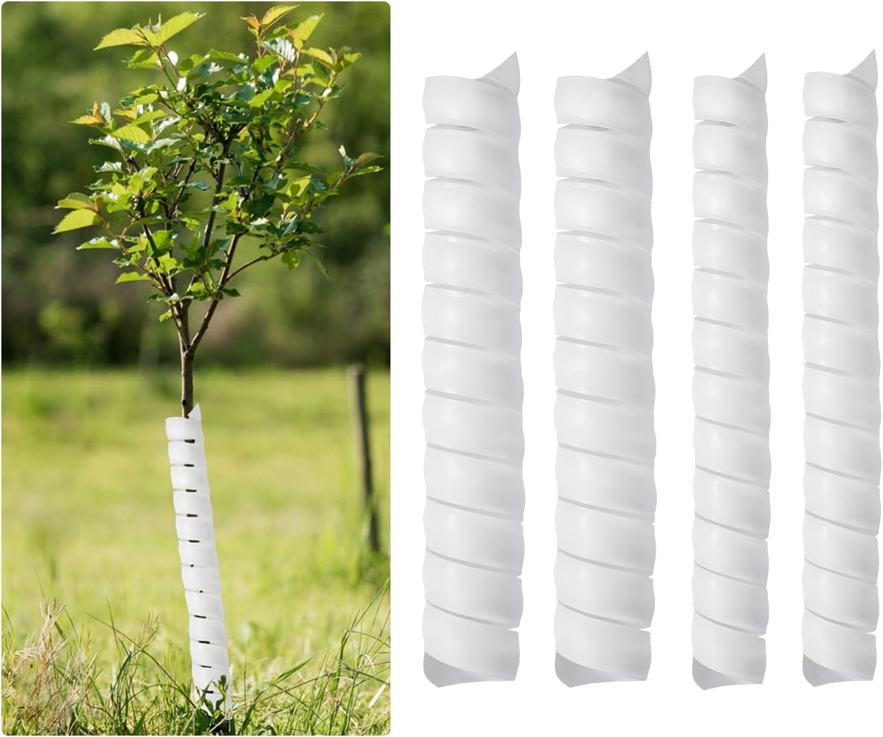 4 Pcs Tree Trunk Protector, MODANU White Spiral Tree Guard-Tree Bark ...