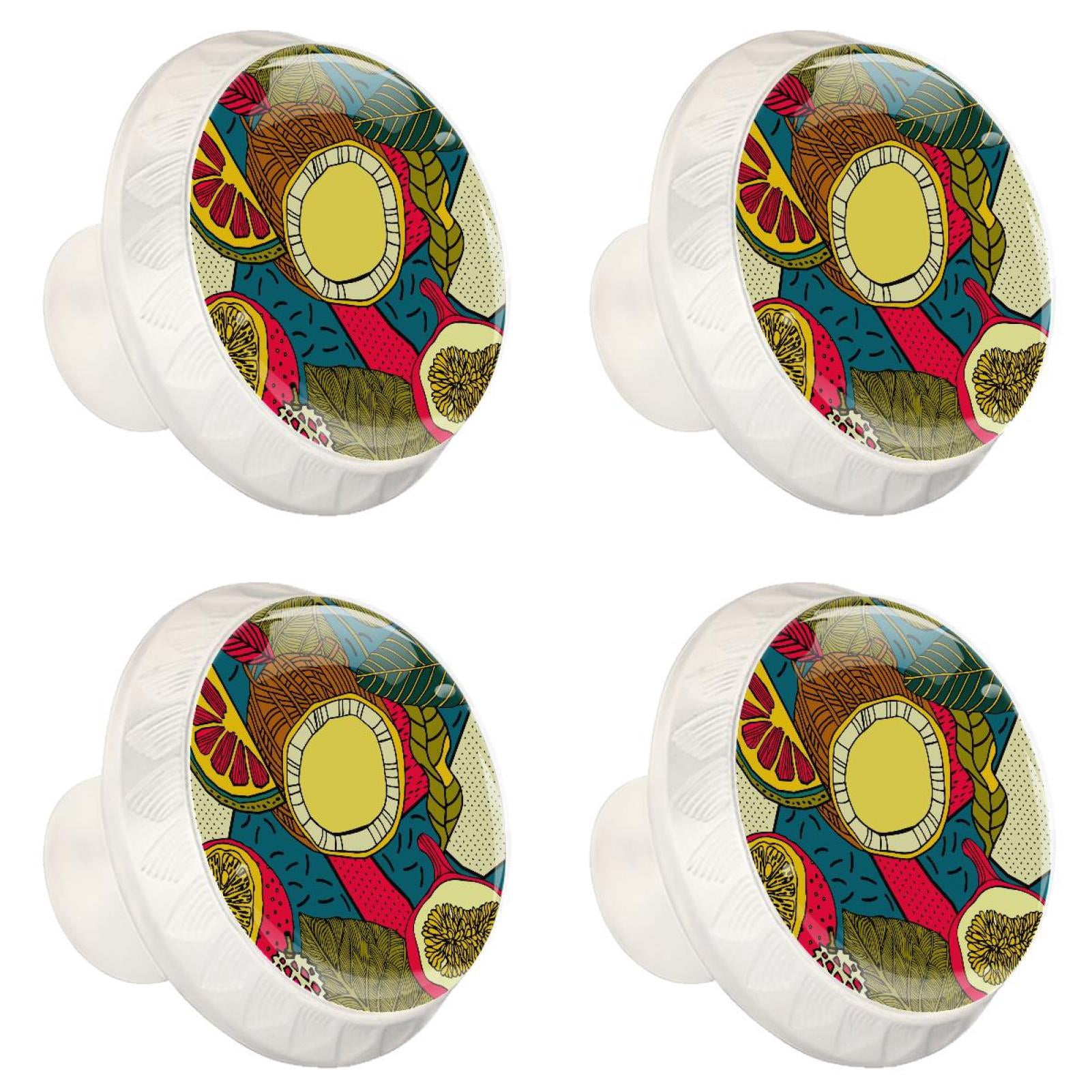 4 Pcs Tropical Flowers Fruits Knobs for Kitchen Cabinet Cupboard ...