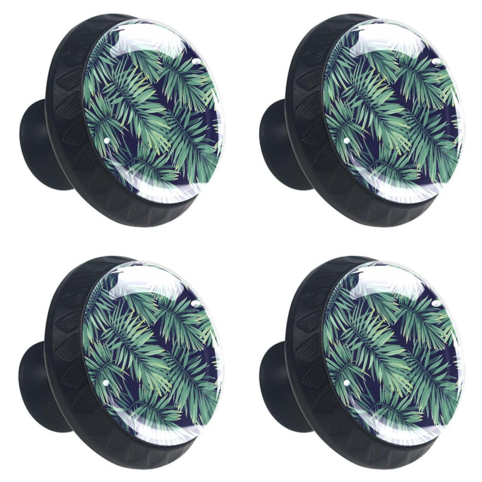 4 Pcs Tropical Green Leaves Knobs for Kitchen Cabinet Cupboard Dresser ...
