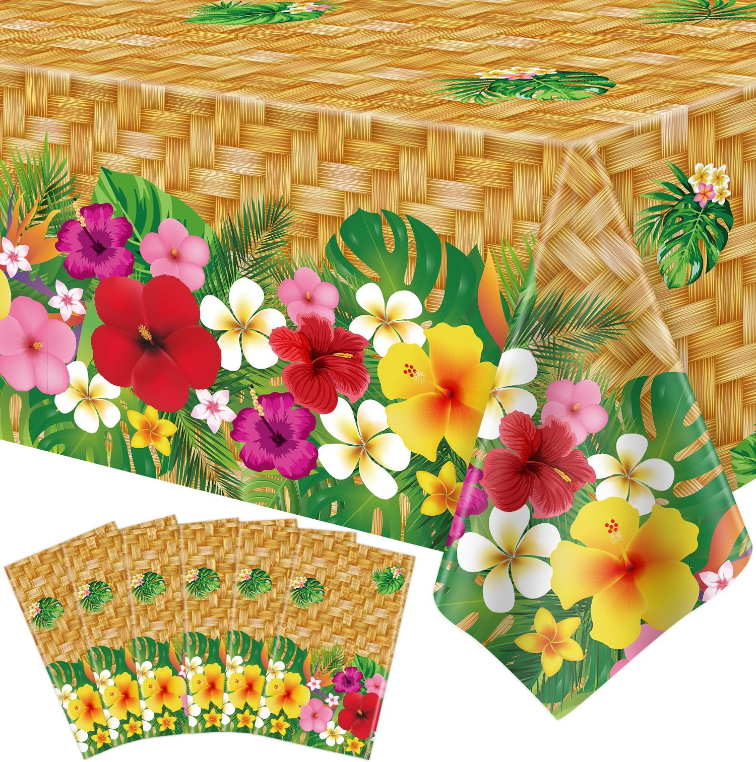 4 Pcs Tropical Palm Leaves Tablecloths 86x51 in Luau Party Decorations ...