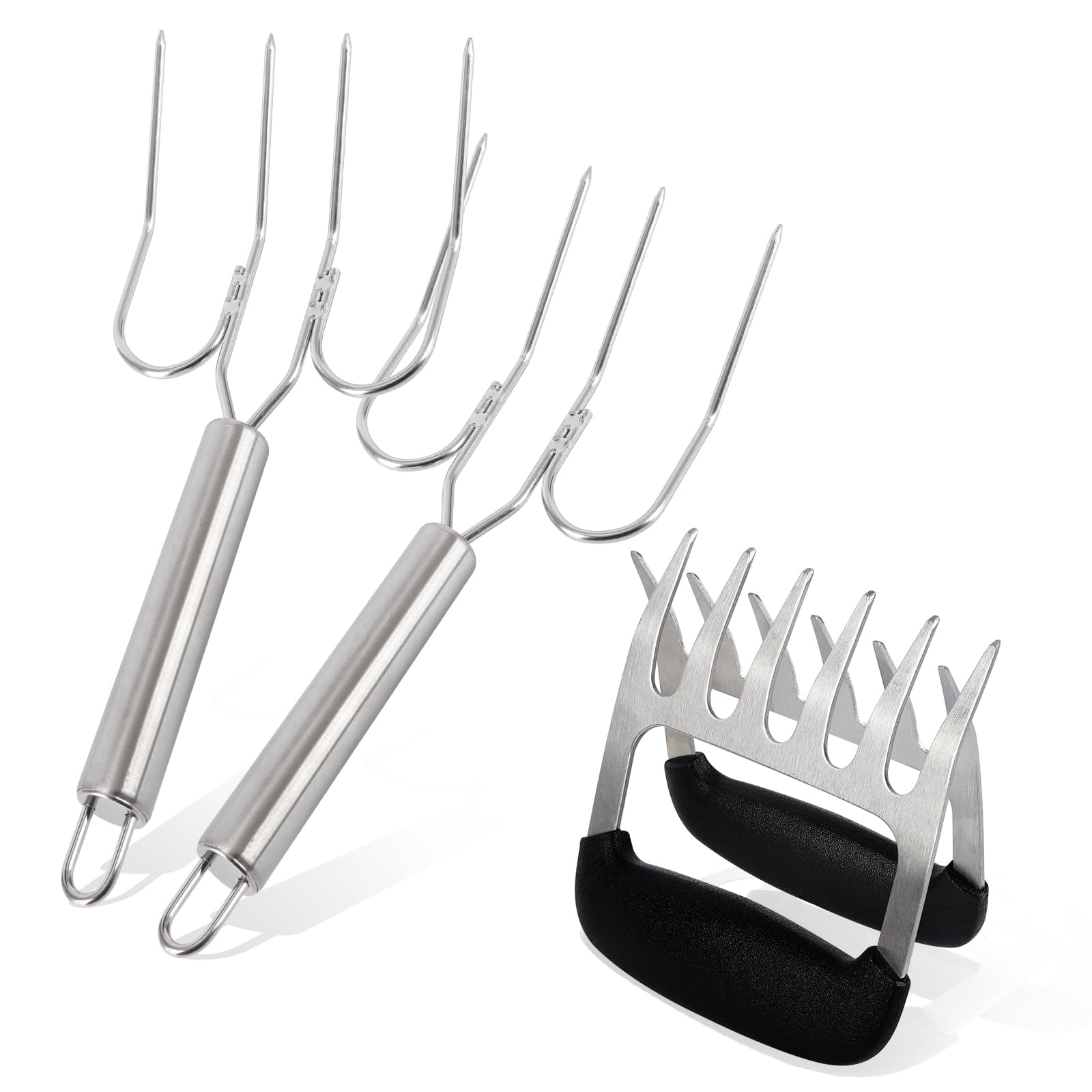 4 Pcs Turkey Lifter Forks and Meat Shredder Claws Set, Stainless Steel ...