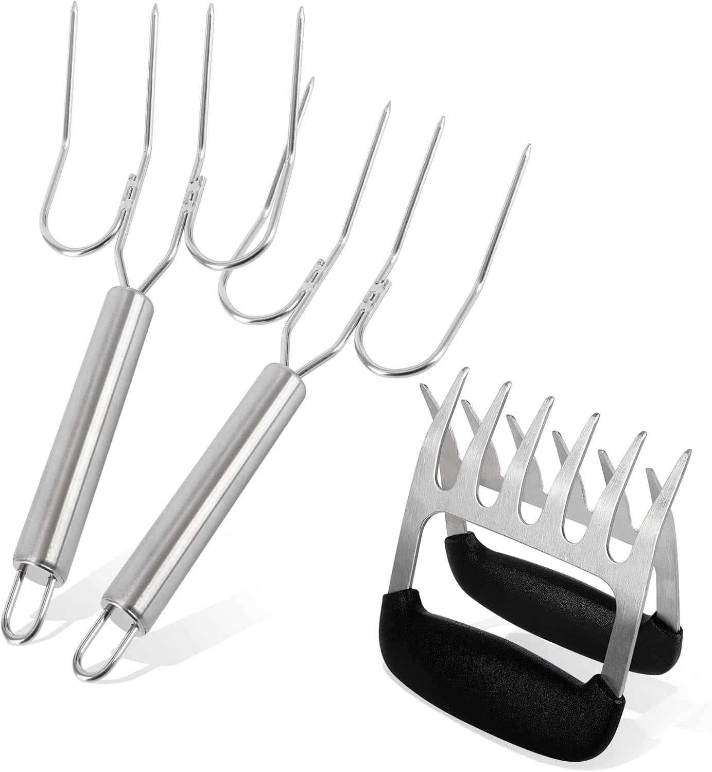 4 Pcs Turkey Lifter Forks and Meat Shredder Claws Set, Stainless Steel ...