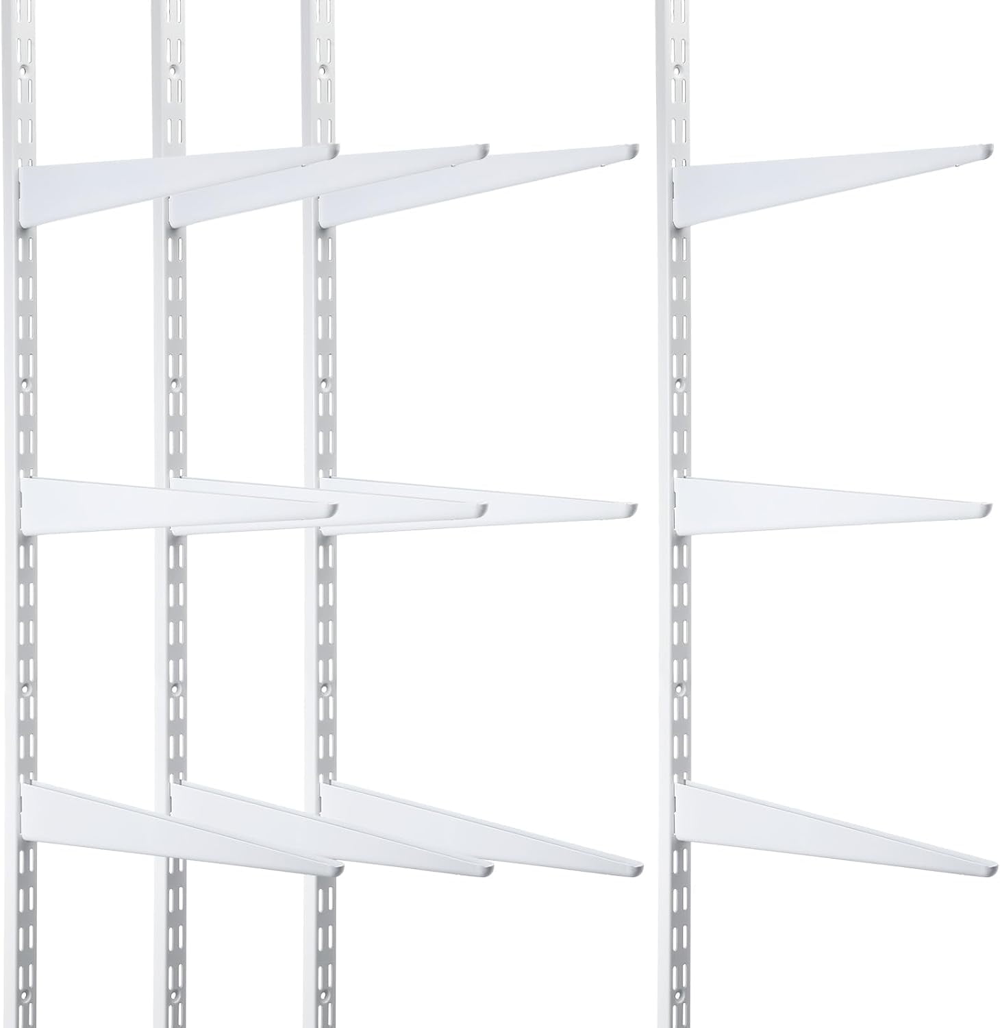 4 Pcs Twin Rail Upright Wall Shelving System 47.5 Inch with 12 Pcs ...
