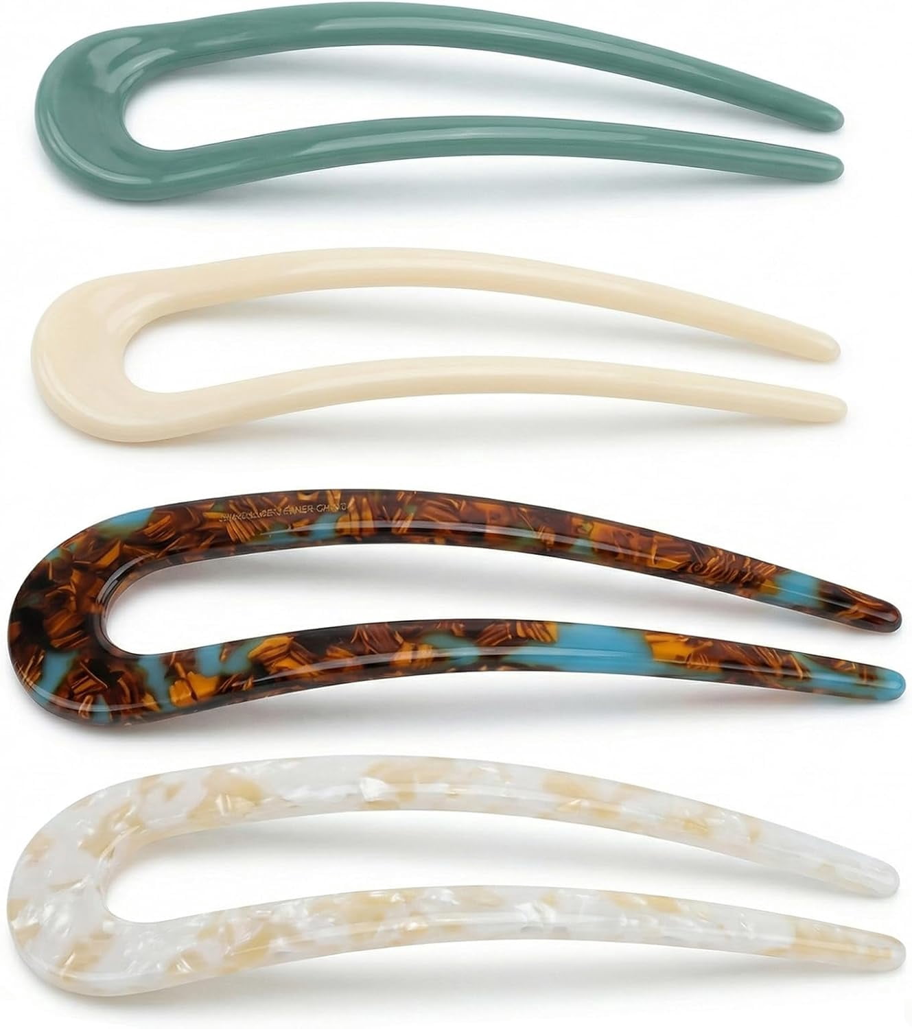 4 Pcs U-Shaped French Hair Pins, 4 Colours, for Thick Hair Buns ...