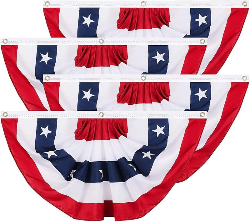 4 Pcs USA Pleated Fan Flag Independence Day Decorations -1.5x3Ft US ...