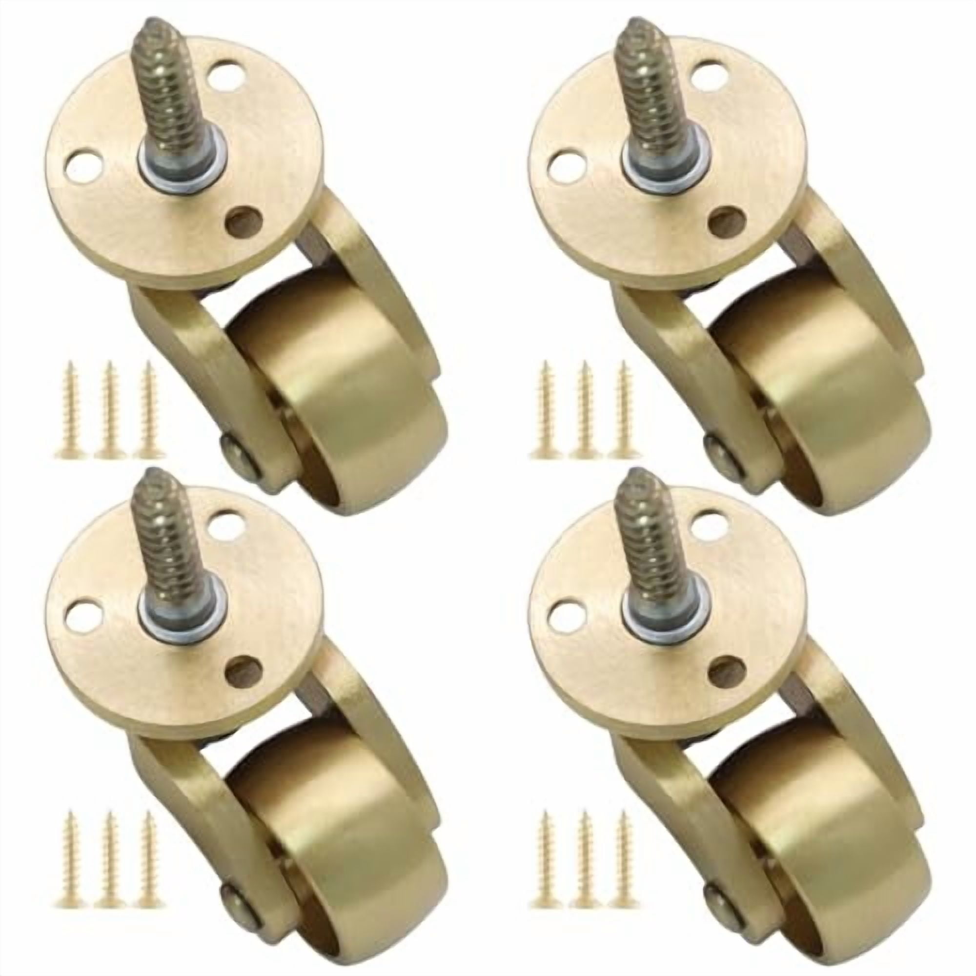 4 Pcs Universal Brass Caster Stem Wheels, 360 Degree Rotation Brass ...