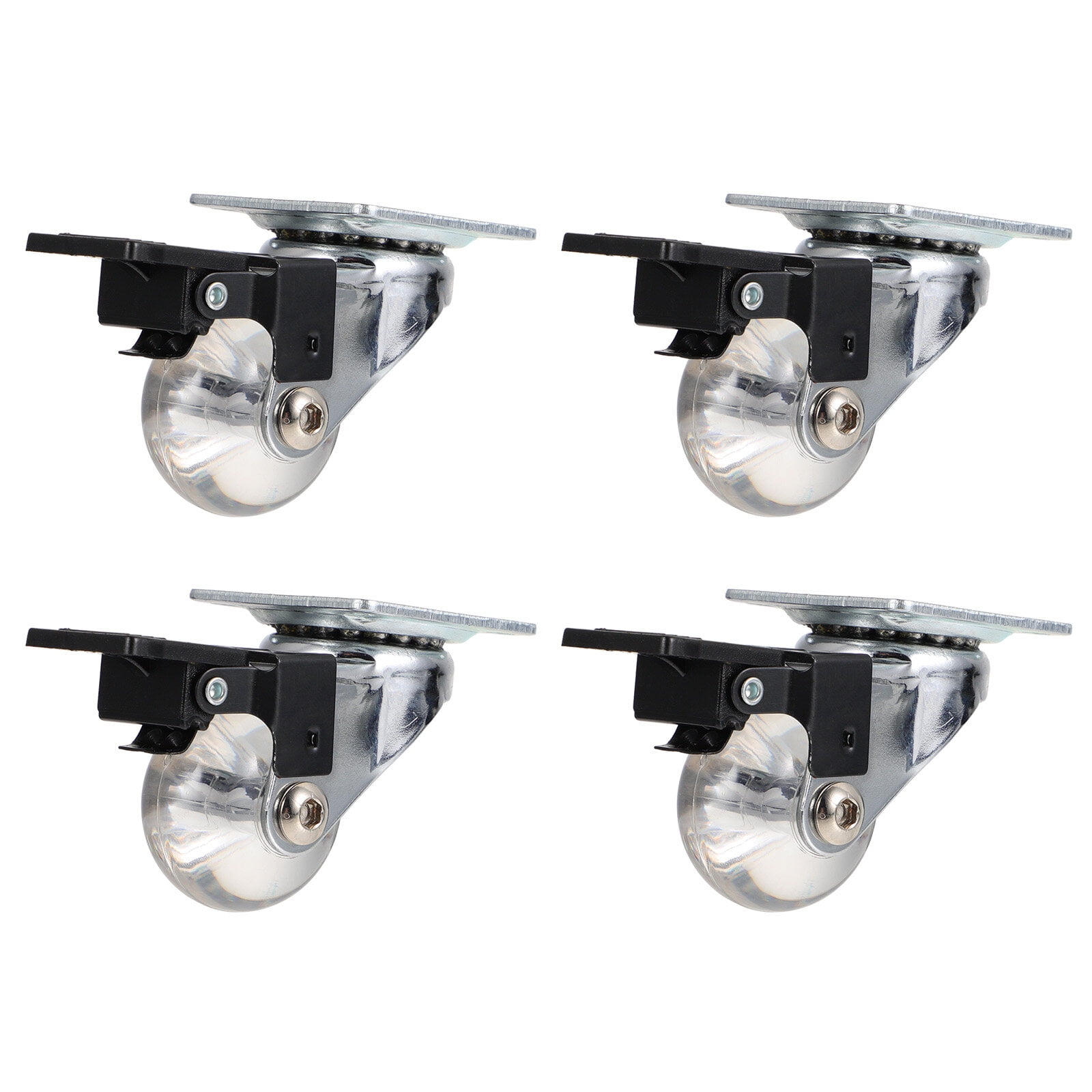 4 Pcs Universal Noiseless Swivel Caster Wheels with Brake, Heavy Duty ...