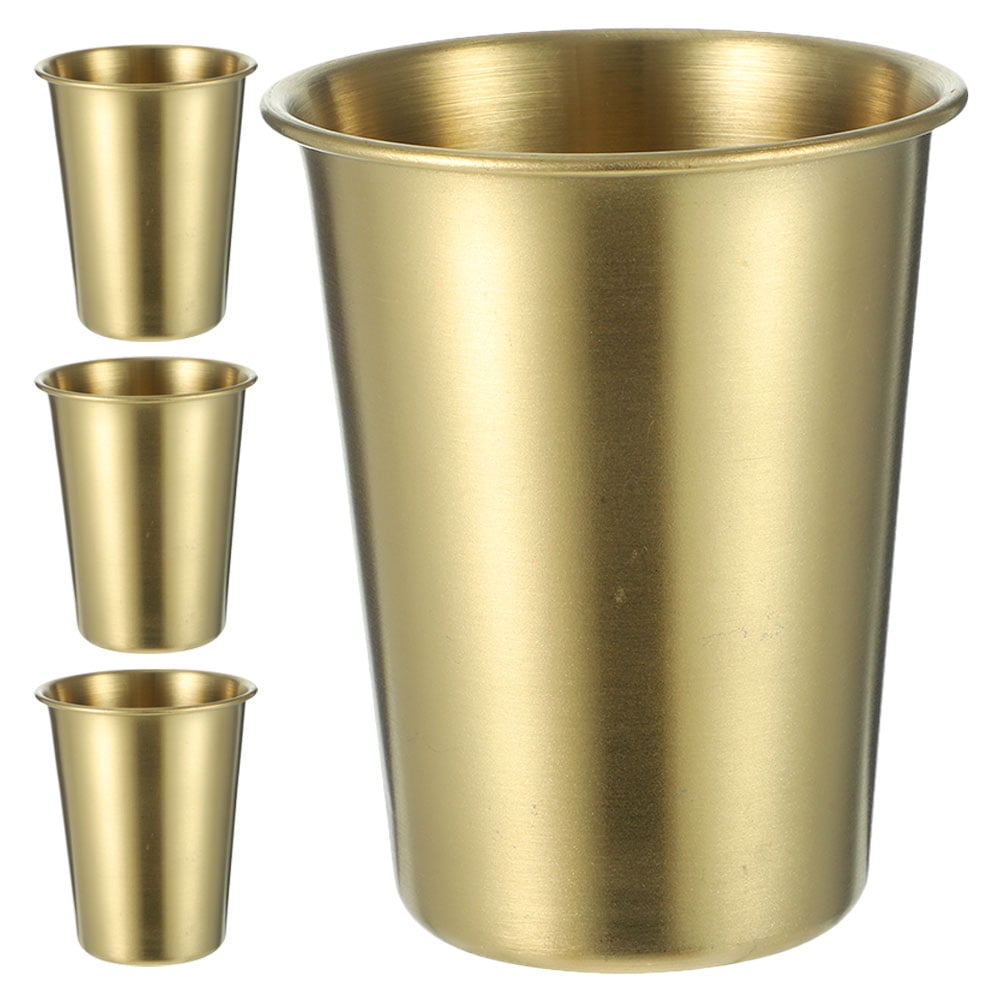 MEIBUTYUP Steel Cups Drinking Reusable Stainless Steel Water Cup 4Pcs ...