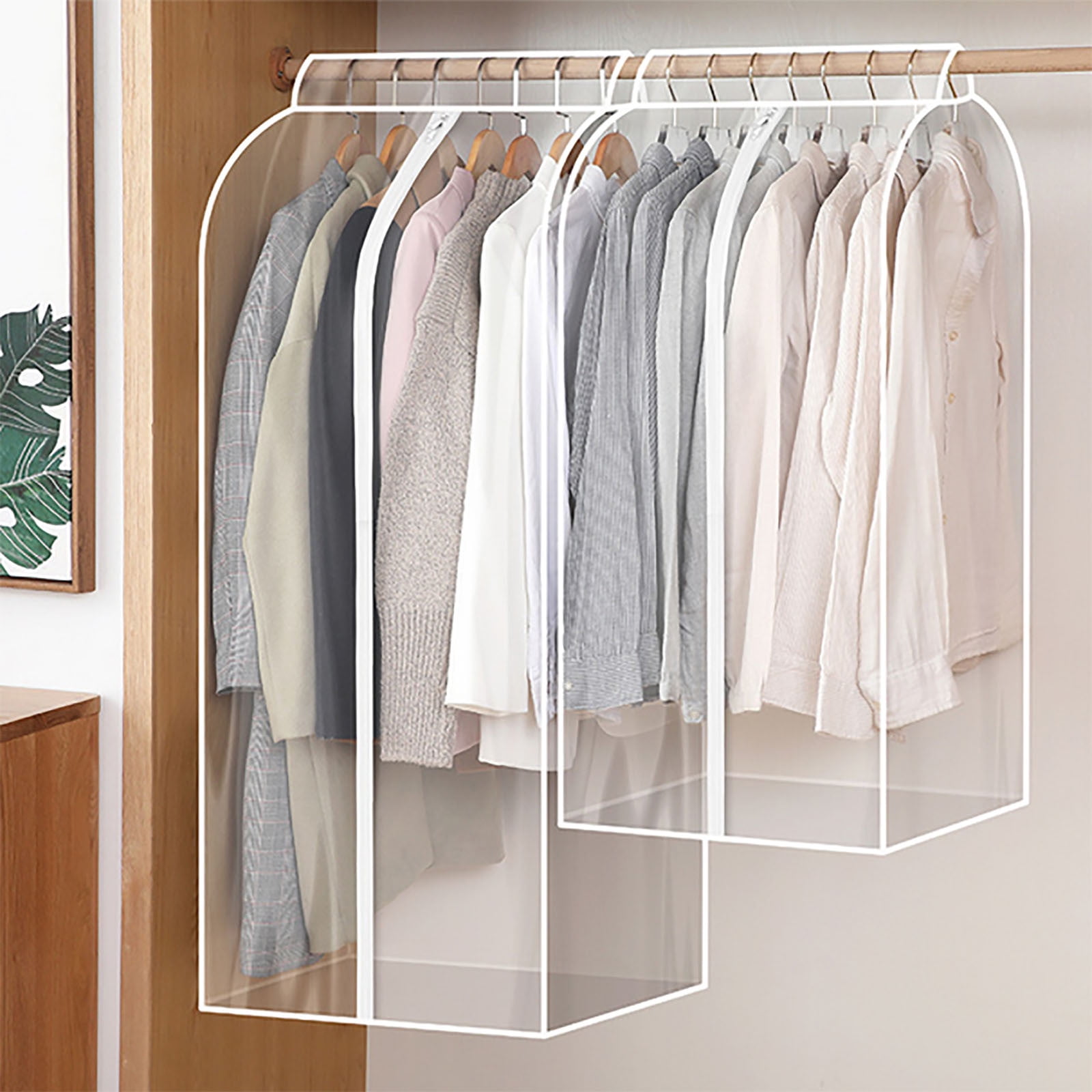 4 Pcs Vertical Washable Transparent Garment Bag for Clothes Dust ...