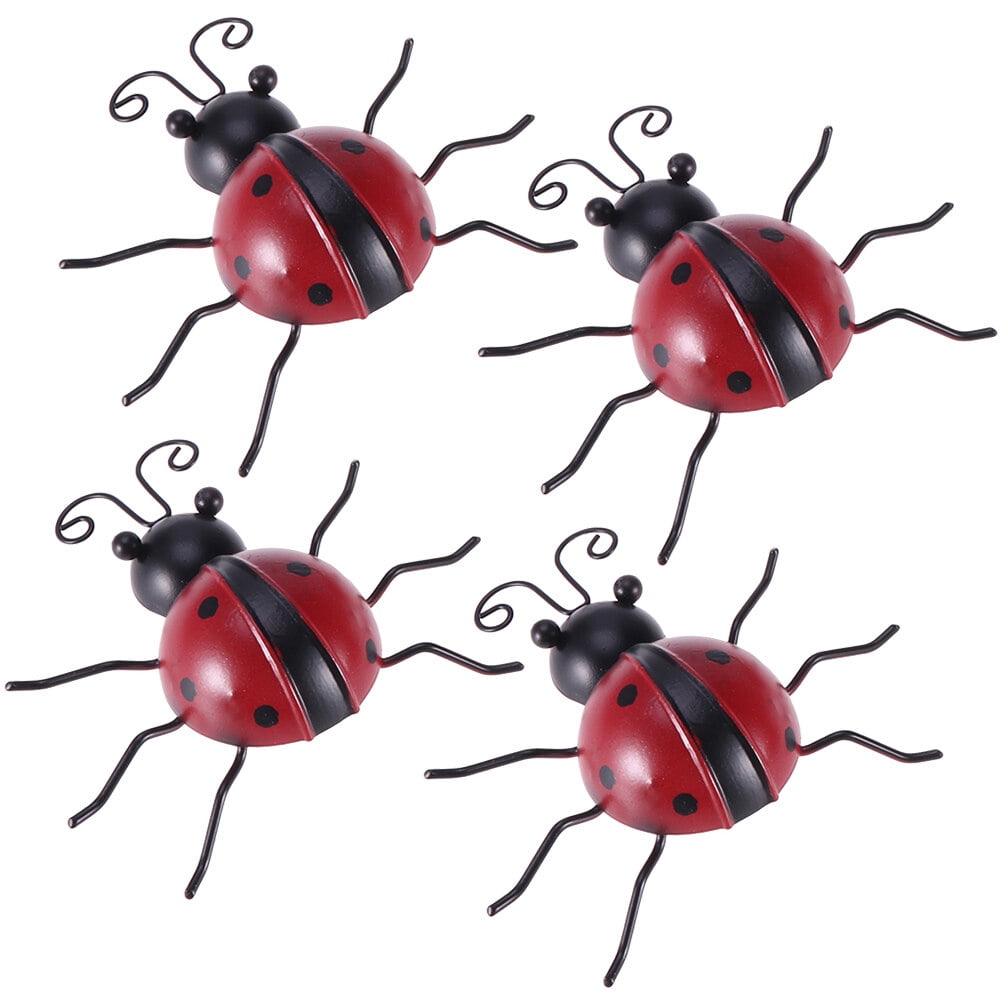 4 Pcs Vintage Decor Iron Art Ladybug Wall Ladybug Garden Wall ...