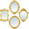 4 Pcs Vintage Gold Mirrors Set Classic, Small Oval Shield Square ...