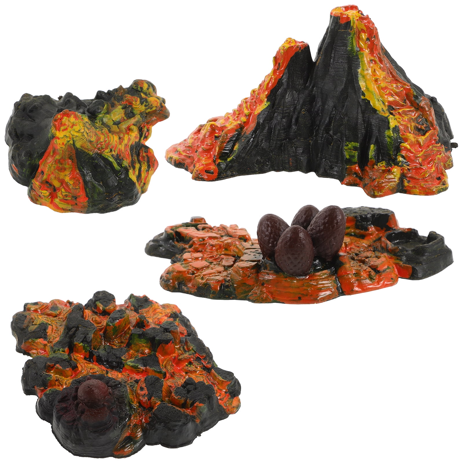 4 Pcs Volcano Model Plastic Volcano Erupting Volcano Dinosaur Playset ...