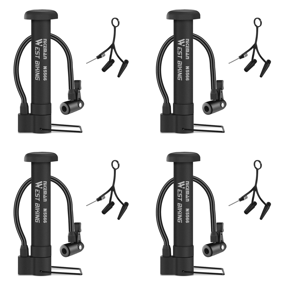 4 Pcs WEST BIKING Bike Floor Pump with Gauge,Floor Bicycle Pump with ...