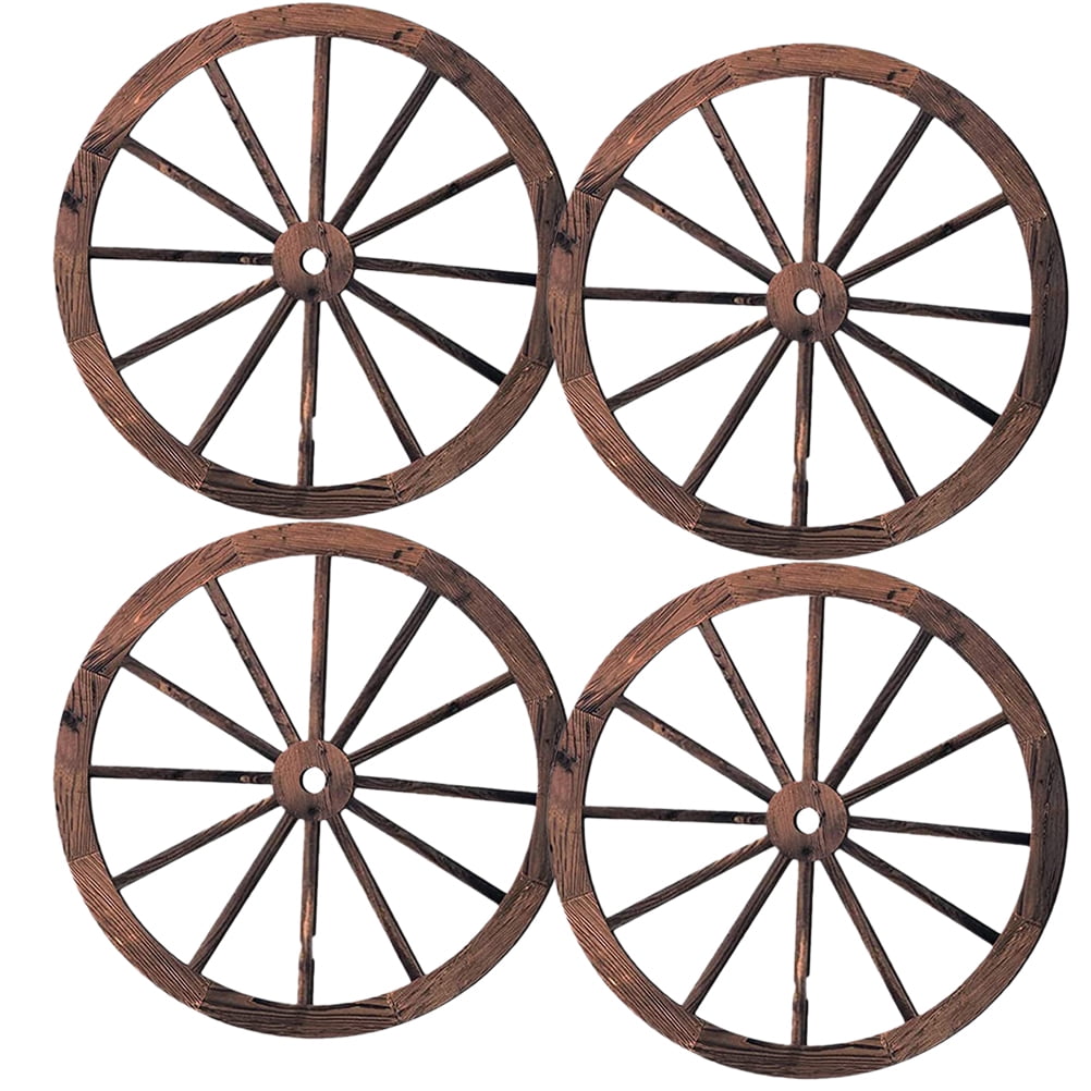 4 Pcs Wall Decor Vintage Wooden Art Indoor Wheel Backyard Decorations ...