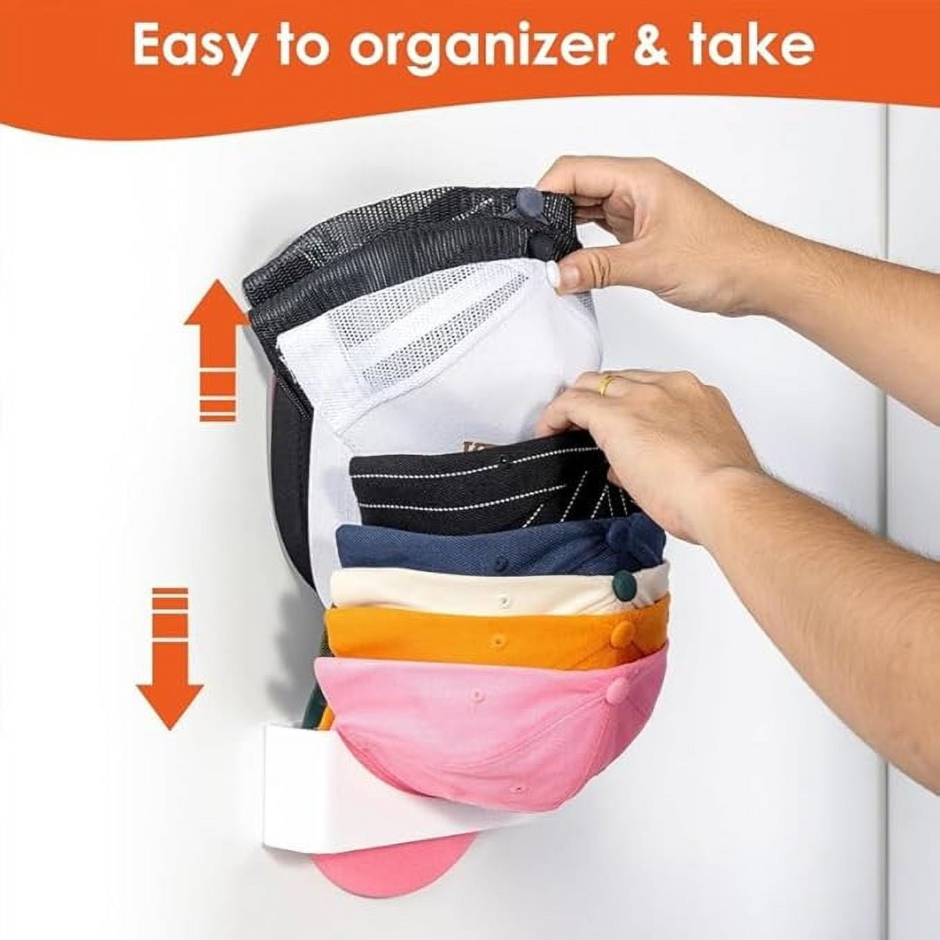 4 Pcs Wall Mounted Baseball Cap Organizer Holds 20 Hats - Space Saving ...