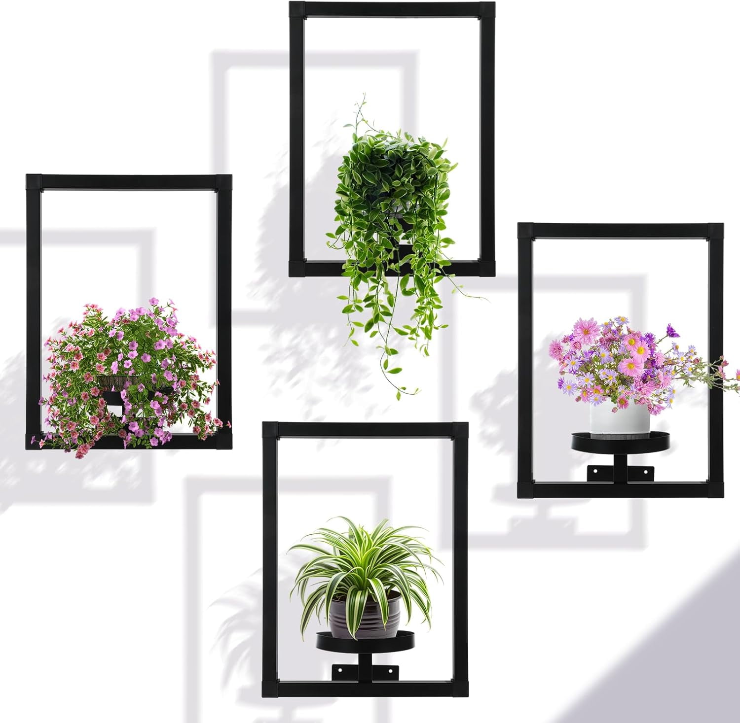 4 Pcs Wall Planters for Indoor Plants Metal Wall Plant Holder Metal ...