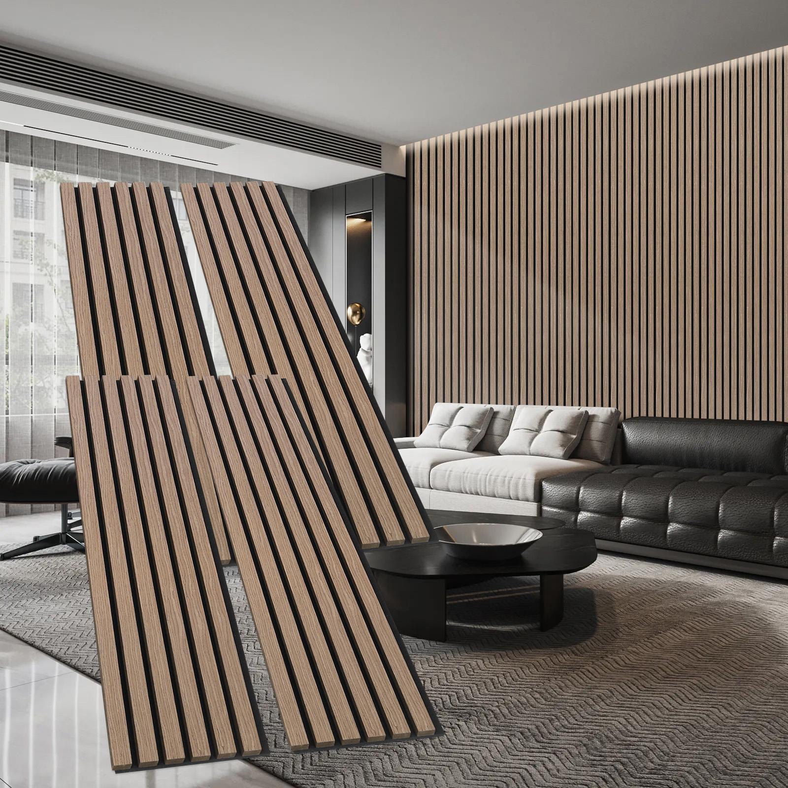 4 Pcs Walnut Soundproof Wood Slat Panels, Acoustic Solid, 47.2in x 12 ...