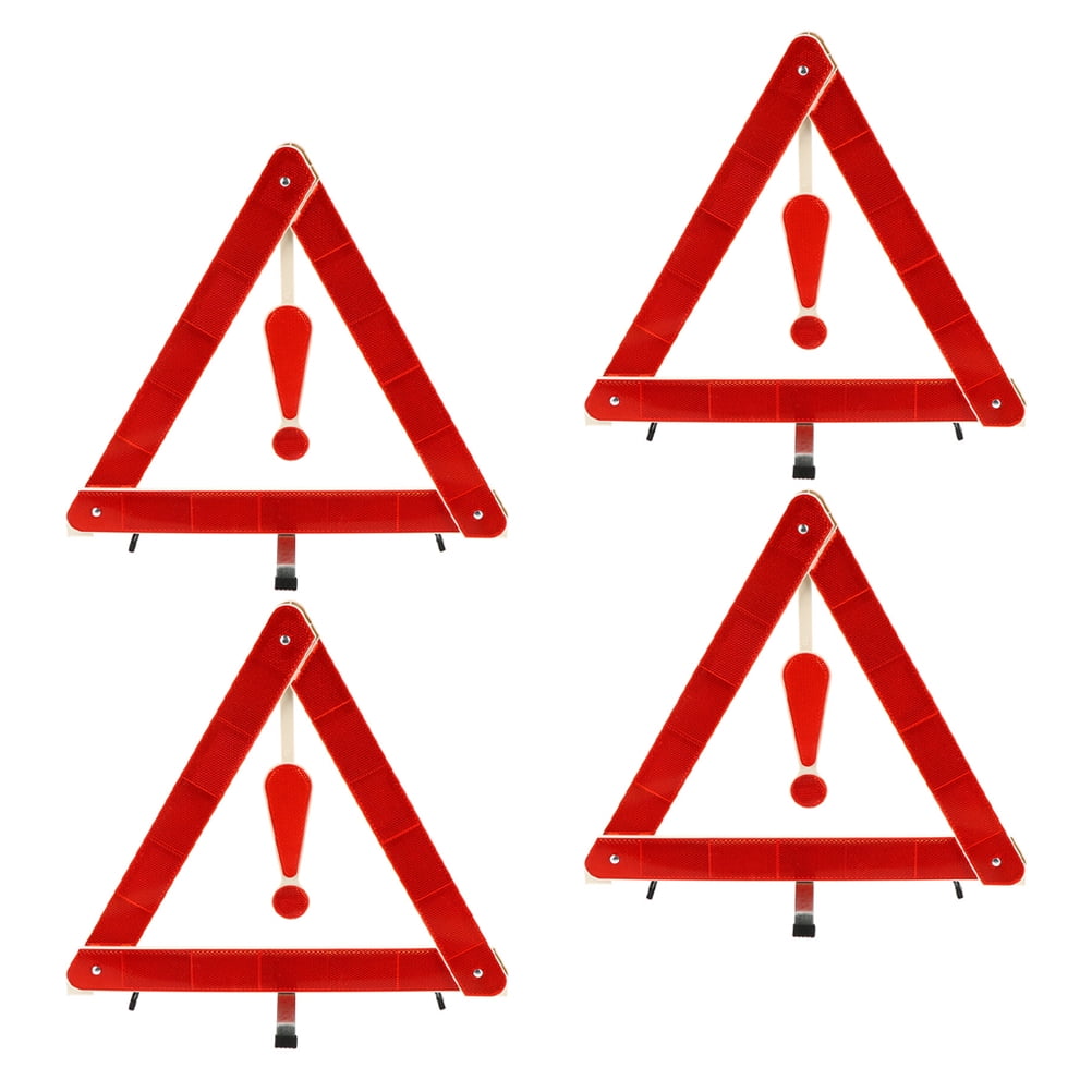 4 Pcs Warning Sign Safety Equipment Road Kit Emergency Car Reflector ...