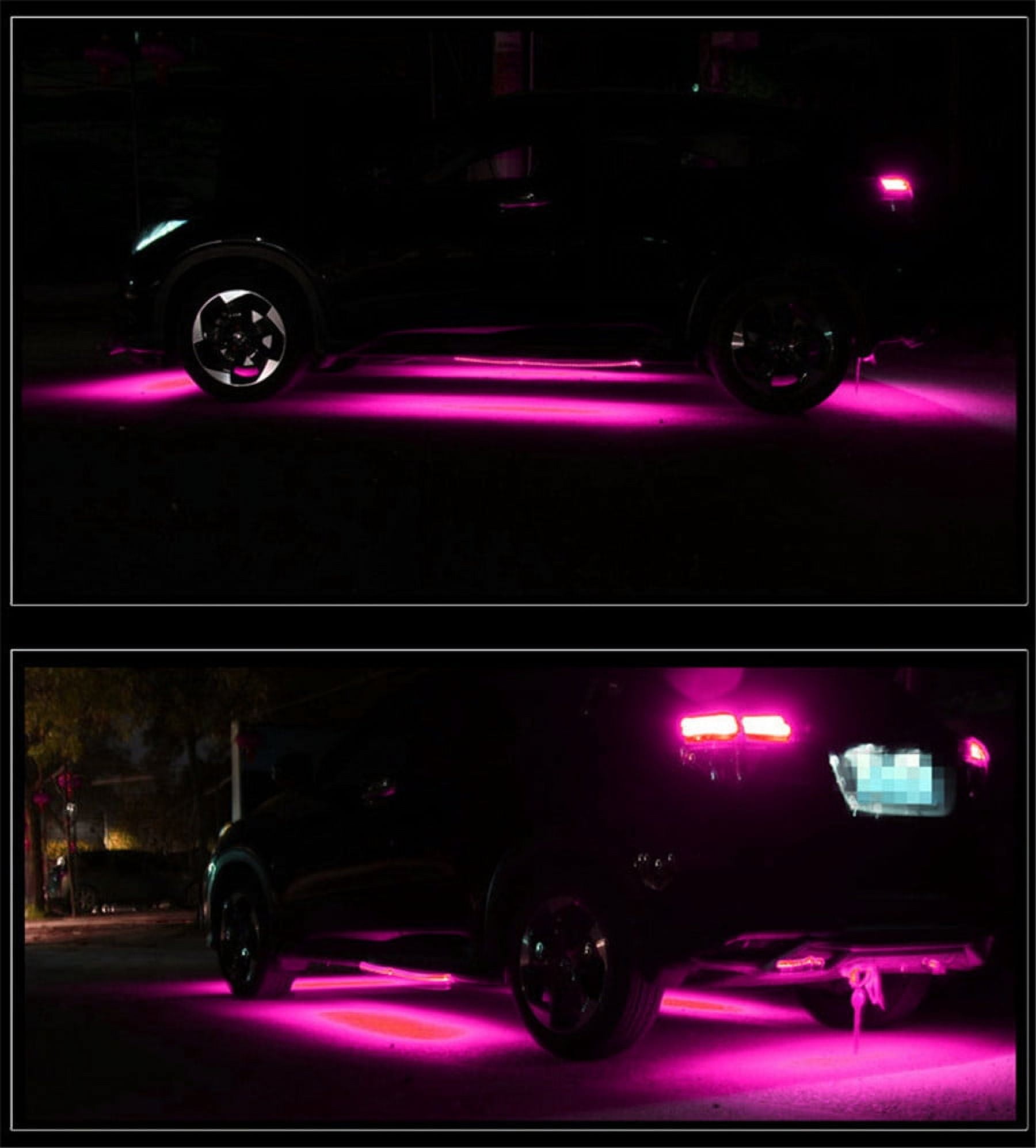 4 Pcs Waterproof Pink Car SUV Chassis LED Atmosphere Lights Strip 90cm ...